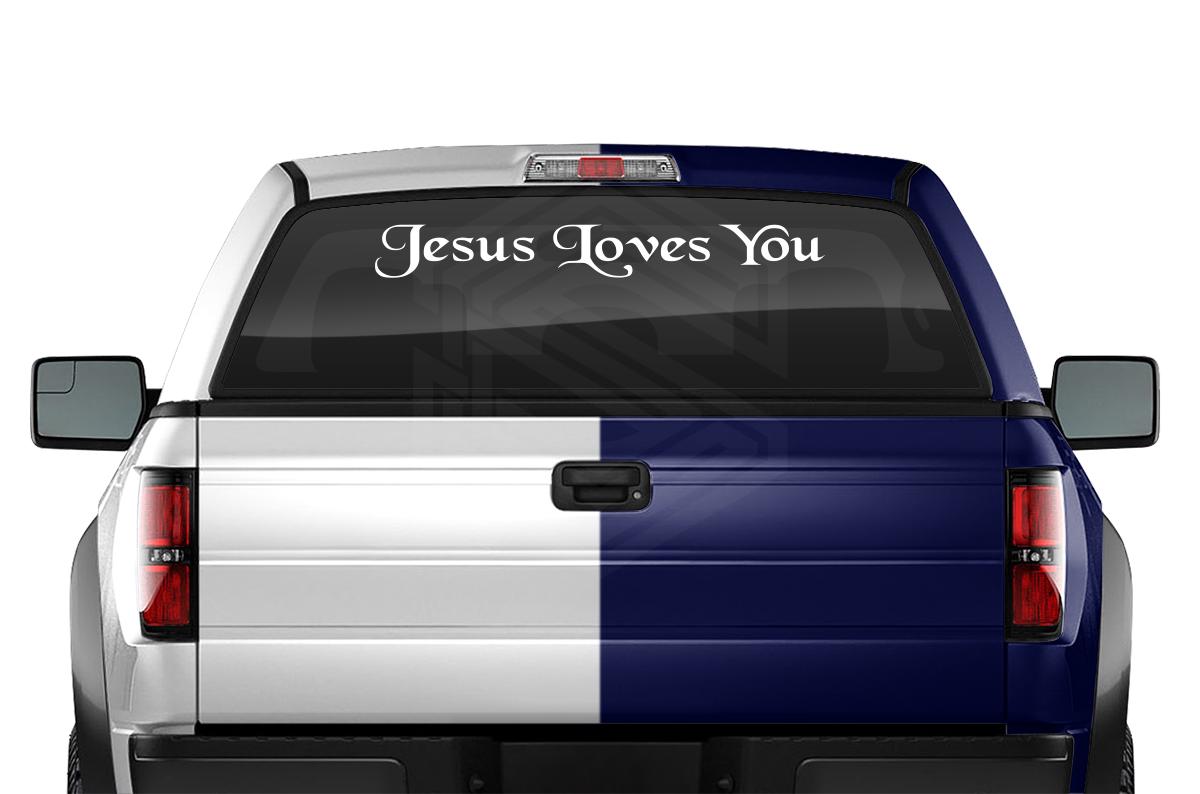 JESUS LOVES YOU Decal Sticker Windshield Window Vinyl Graphic Banner ...