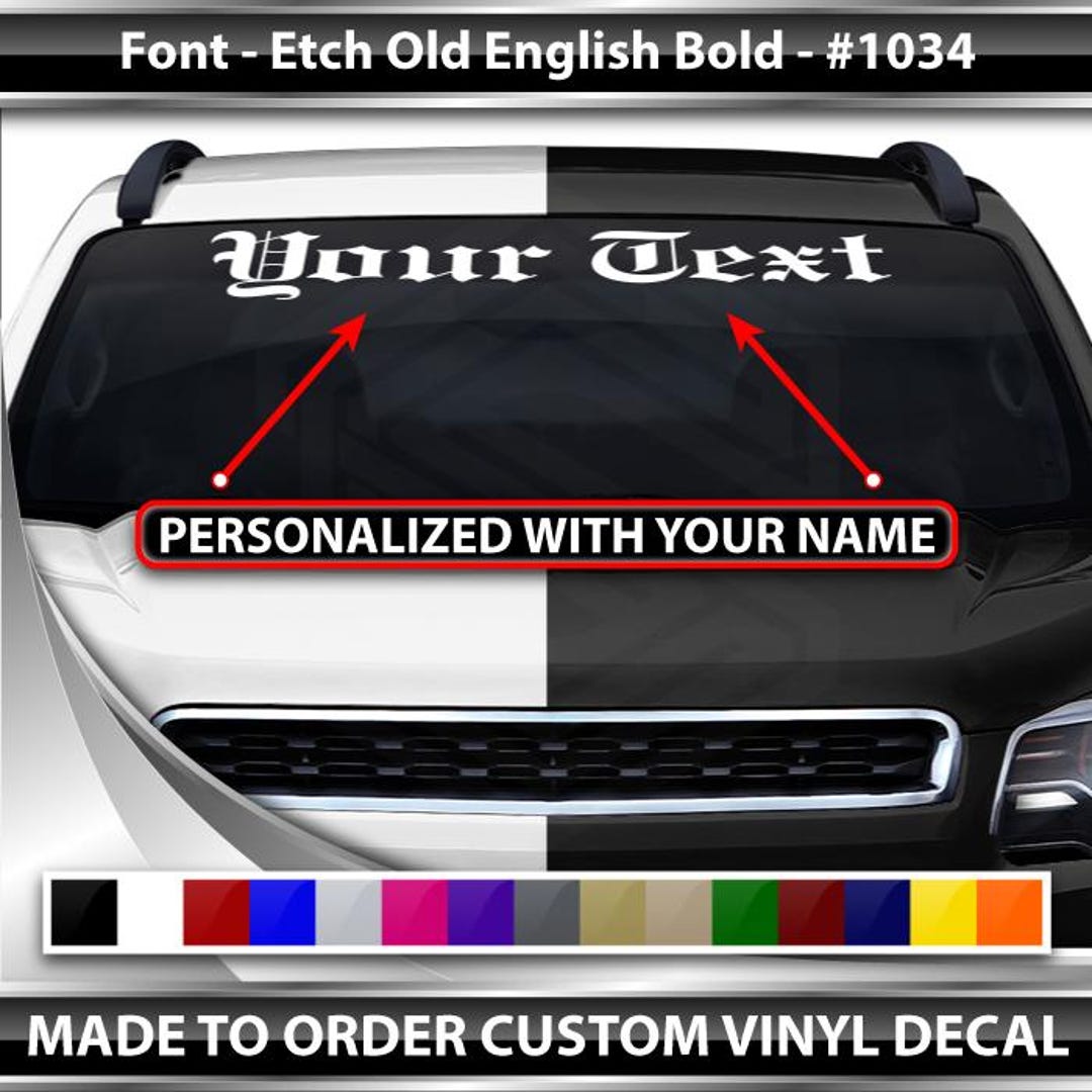 Custom Text Personalized Name Decal Sticker Windshield Window Vinyl ...