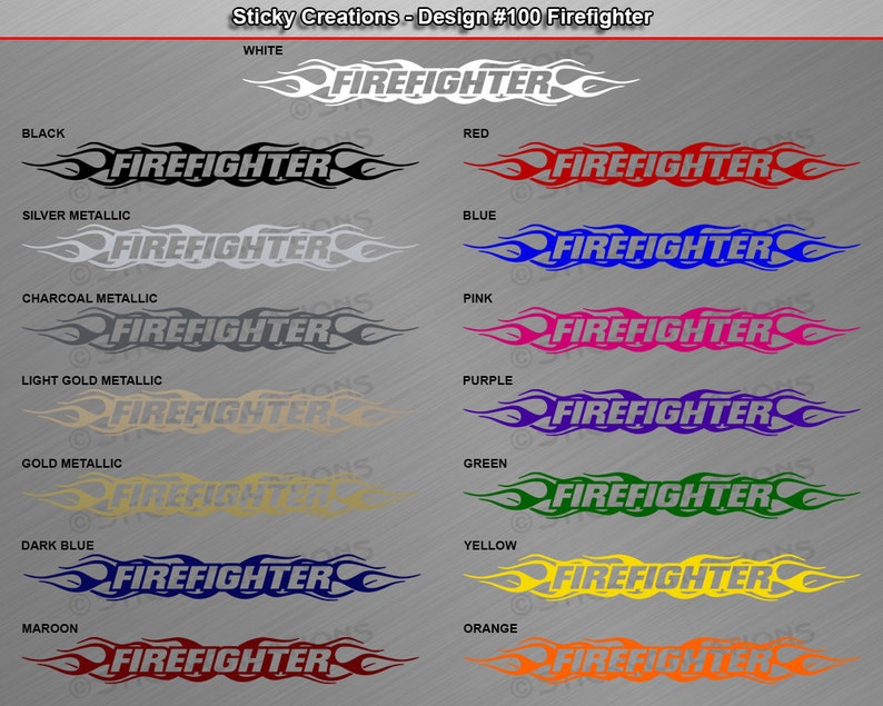 Design 100 Firefighter Flame Flaming Fire Windshield Decal Sticker ...
