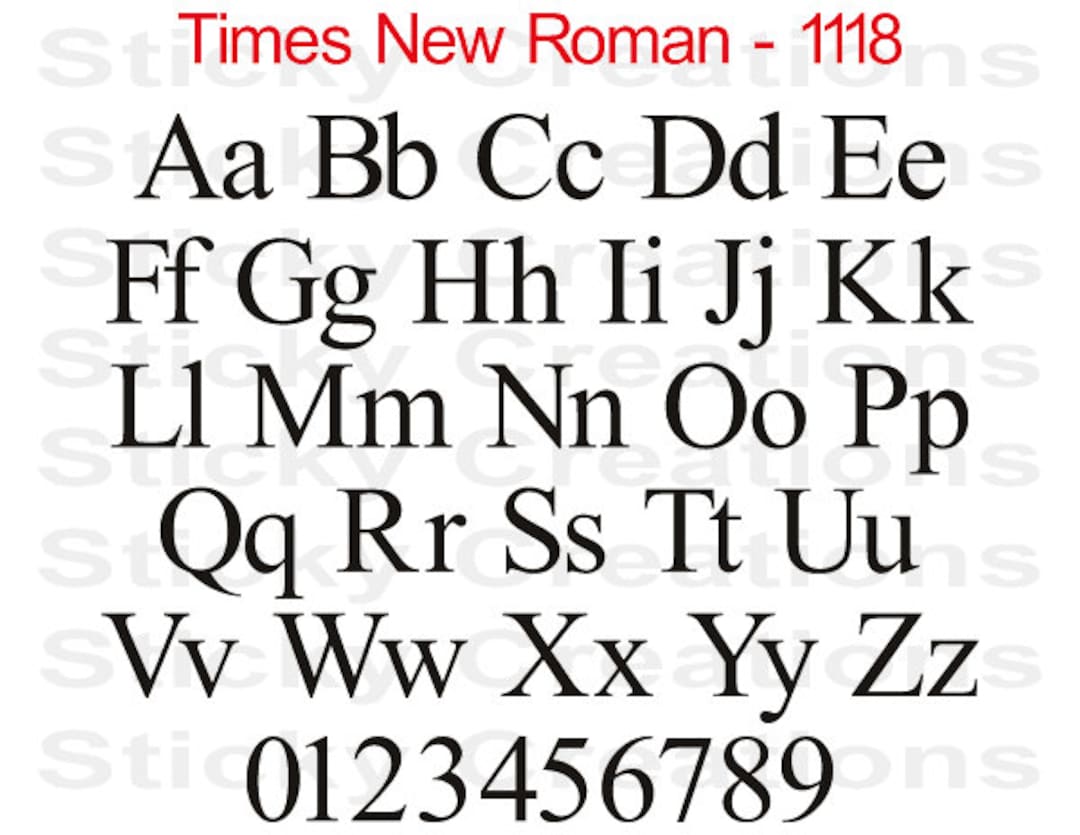 Times New Roman Font Alphabet