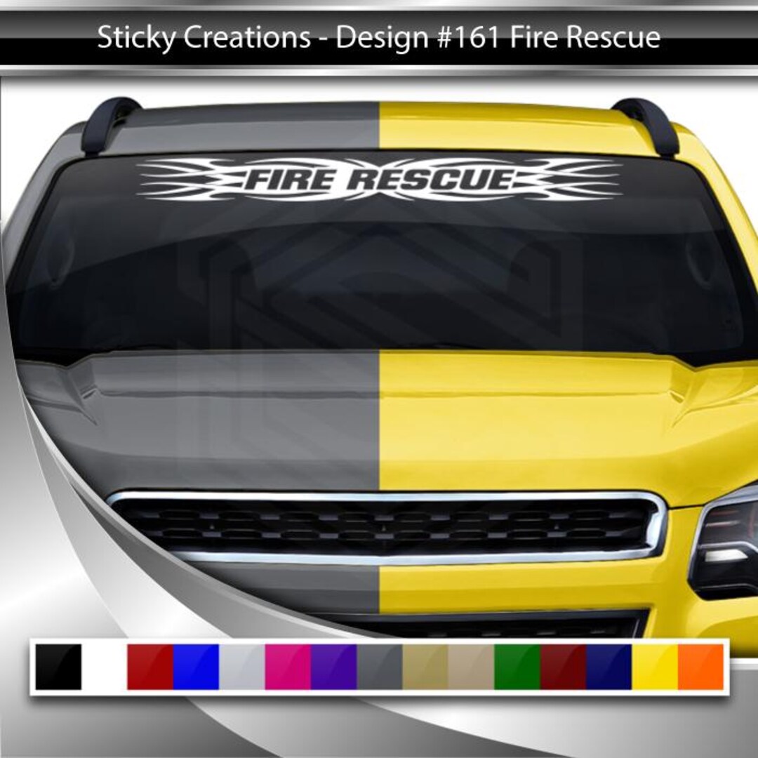 Design #161 FIRE RESCUE Decal Sticker Windshield Window Vinyl Graphic ...