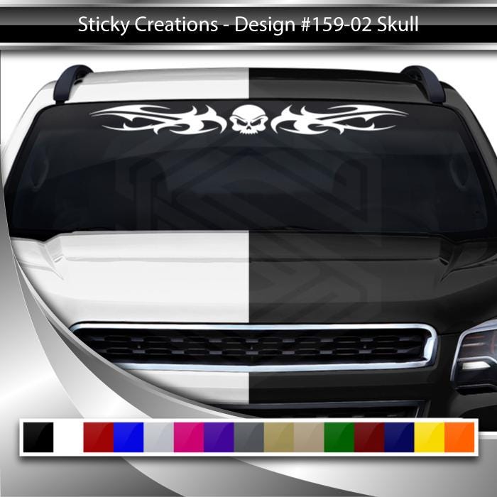 Design #159-02 SKULL Decal Sticker Windshield Window Vinyl Graphic ...