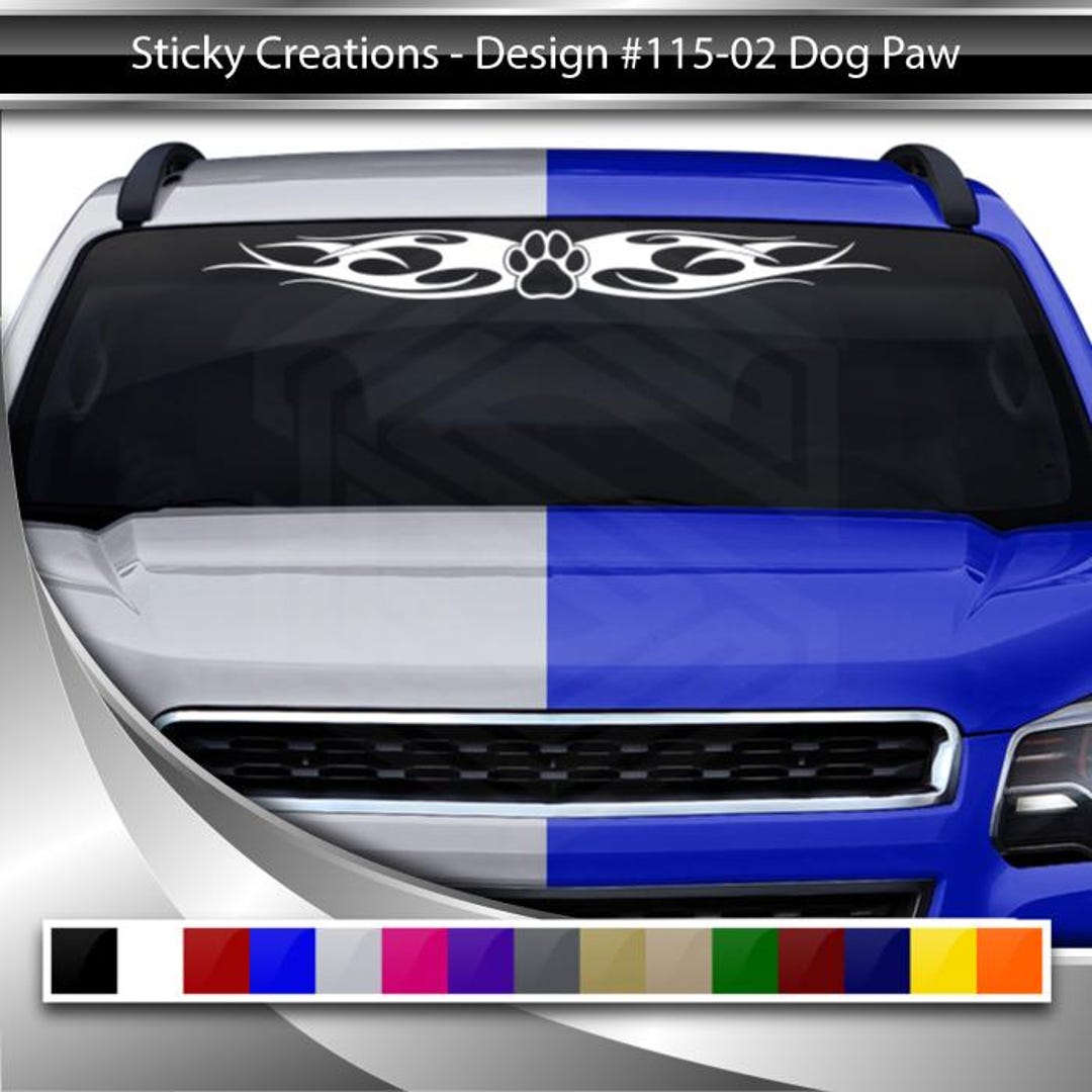 Design #115-02 DOG PAW Print Decal Sticker Windshield Window Vinyl ...