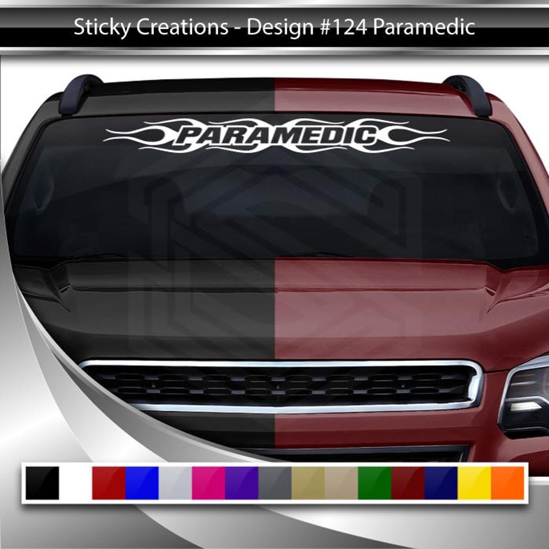 Design #124 PARAMEDIC Decal Sticker Windshield Window Vinyl Graphic ...