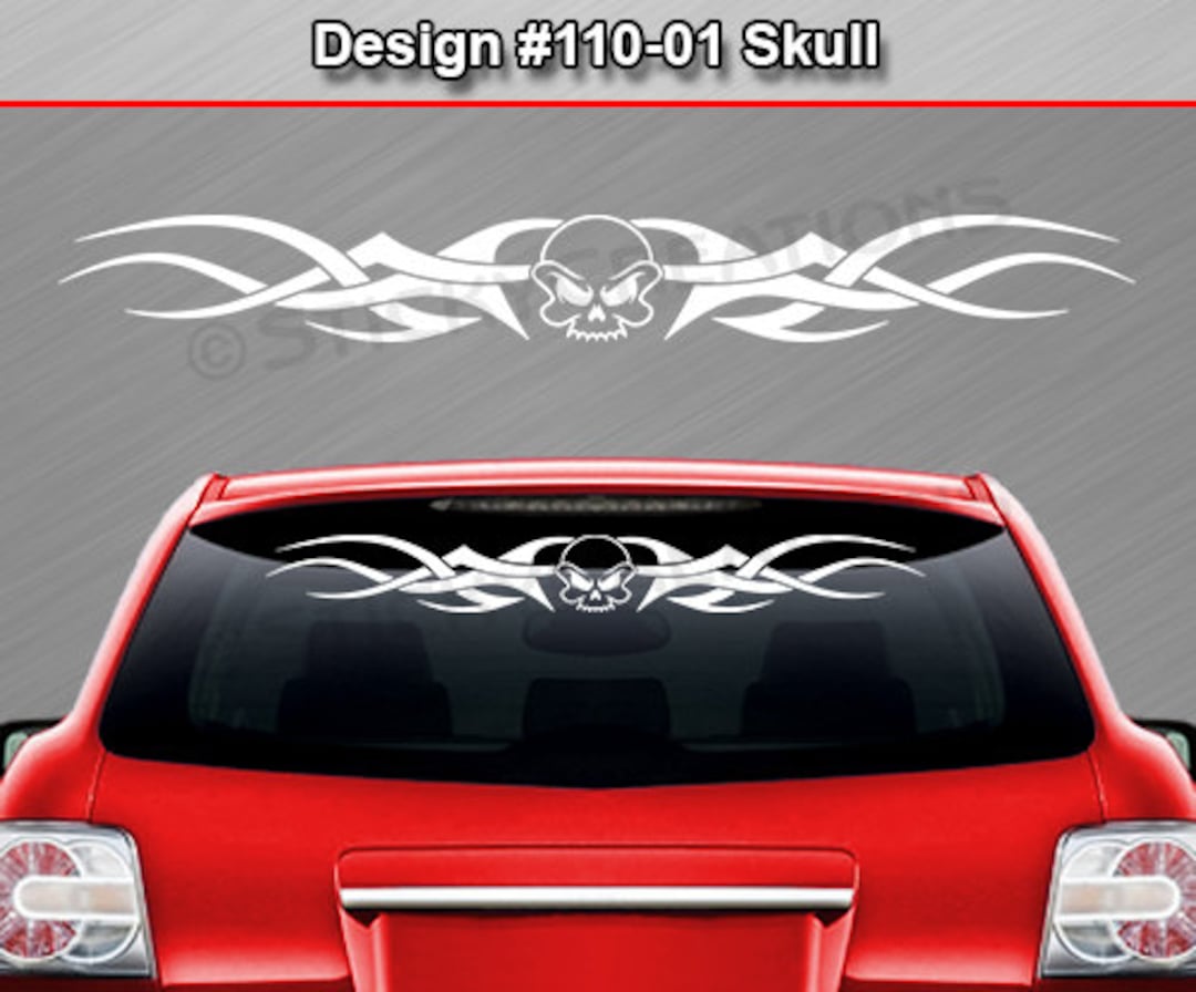 Design 110-01 SKULL Decal Sticker Windshield Window Vinyl Graphic ...