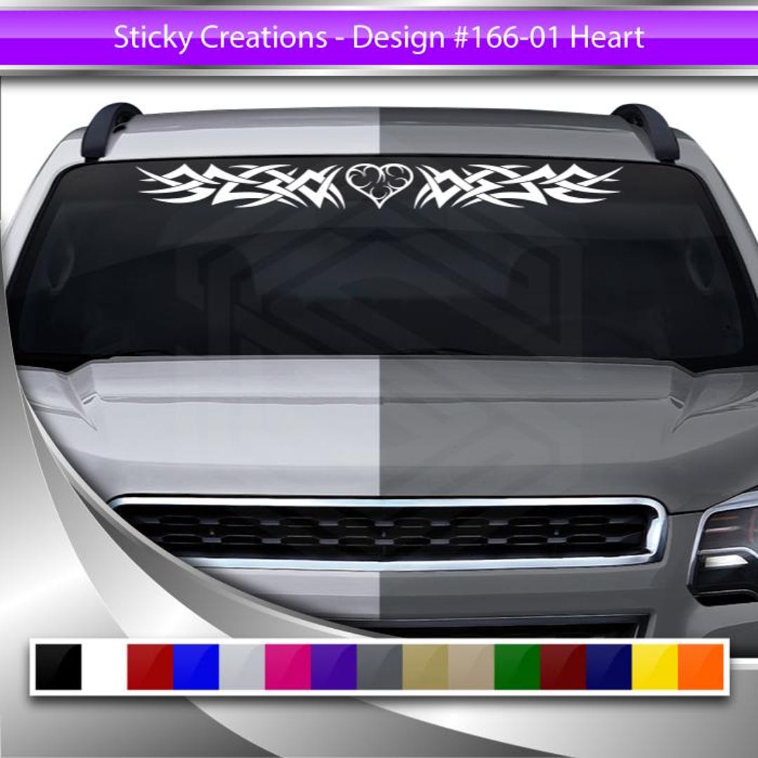 Design #166-01 HEART Decal Sticker Windshield Window Vinyl Graphic ...