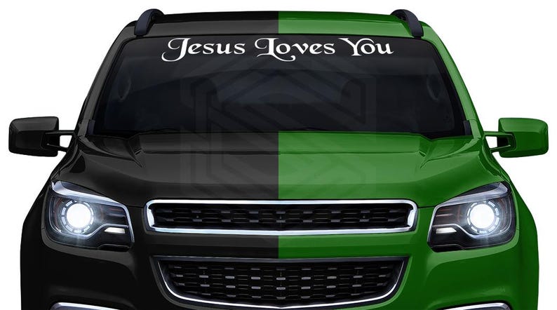 JESUS LOVES YOU Decal Sticker Windshield Window Vinyl Graphic Banner ...