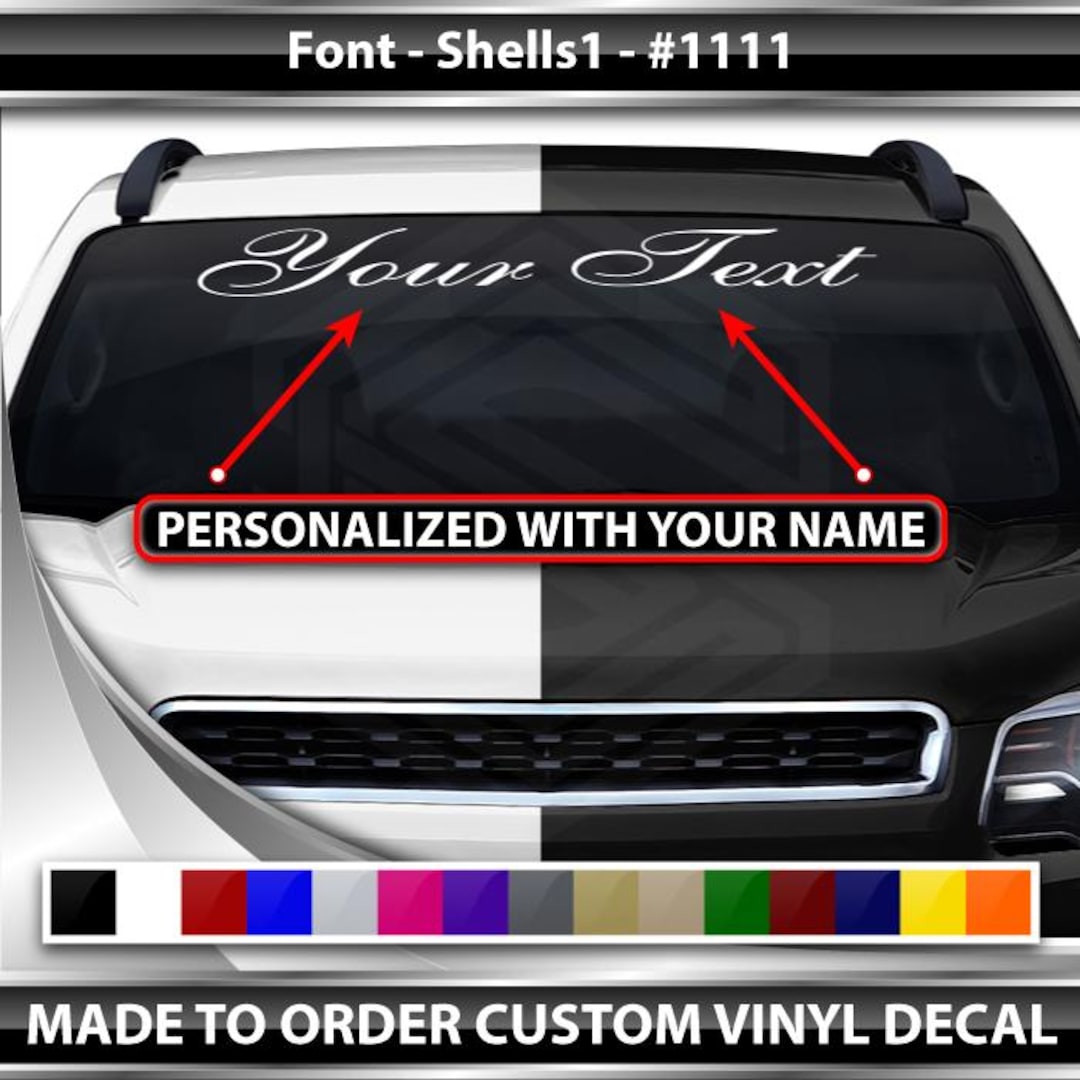 Custom Text Personalized Name Decal Sticker Windshield Window Vinyl ...