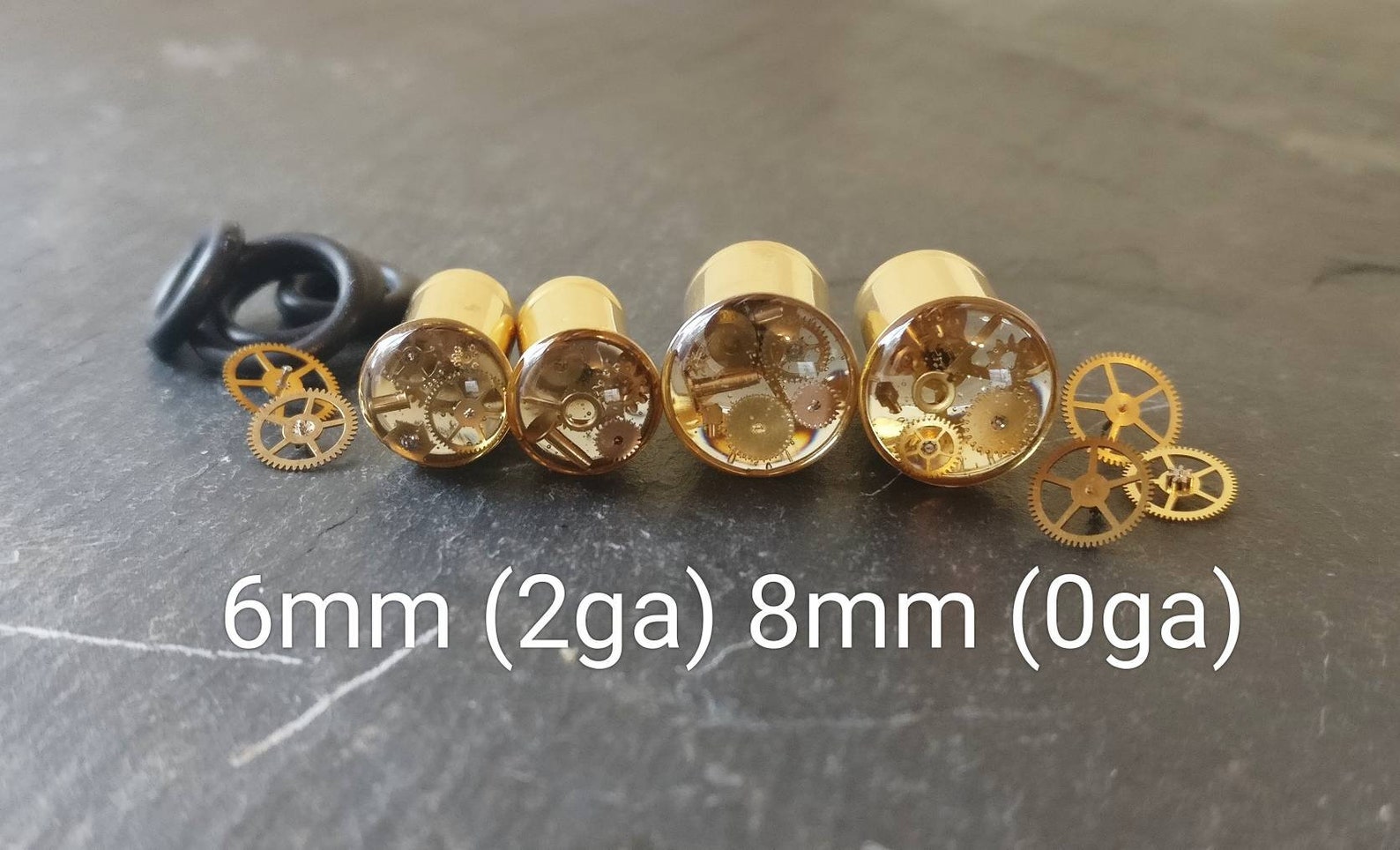2g earrings 2 gauge 6mm ear plugs 8mm gold steampunk plugs/ | Etsy