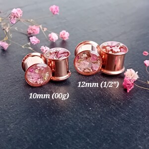 Rose Gold Plugs, Real Flower Pastel Wildflower Ear Tunnels ~ Sizes 8mm ...