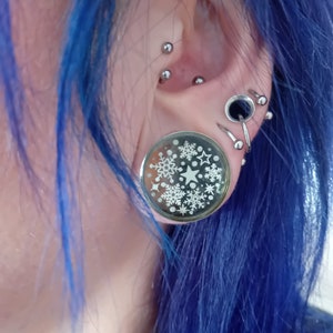 Snowflake Plugs Christmas Gift Ear Tunnels Stretchers Expanders 0 Gauges 00g 7 16 8mm 10mm 12mm 14mm 16mm 19mm Handcrafted READY TO SHIP