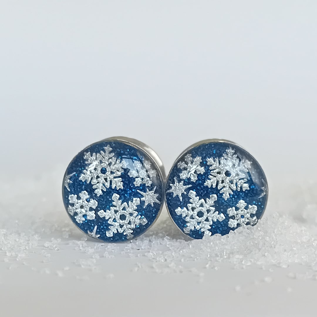 Snowflake Ear Plugs, Ear Tunnels, Winter Blue Glitter Expanders, 0g 8mm ...