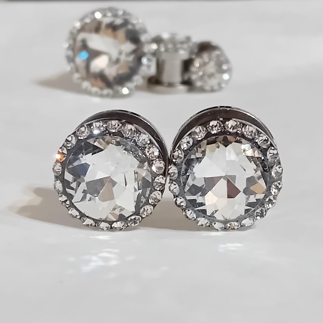 Expansores de diamantes para las orejas ~ Tapones de acero, vidrio y ...