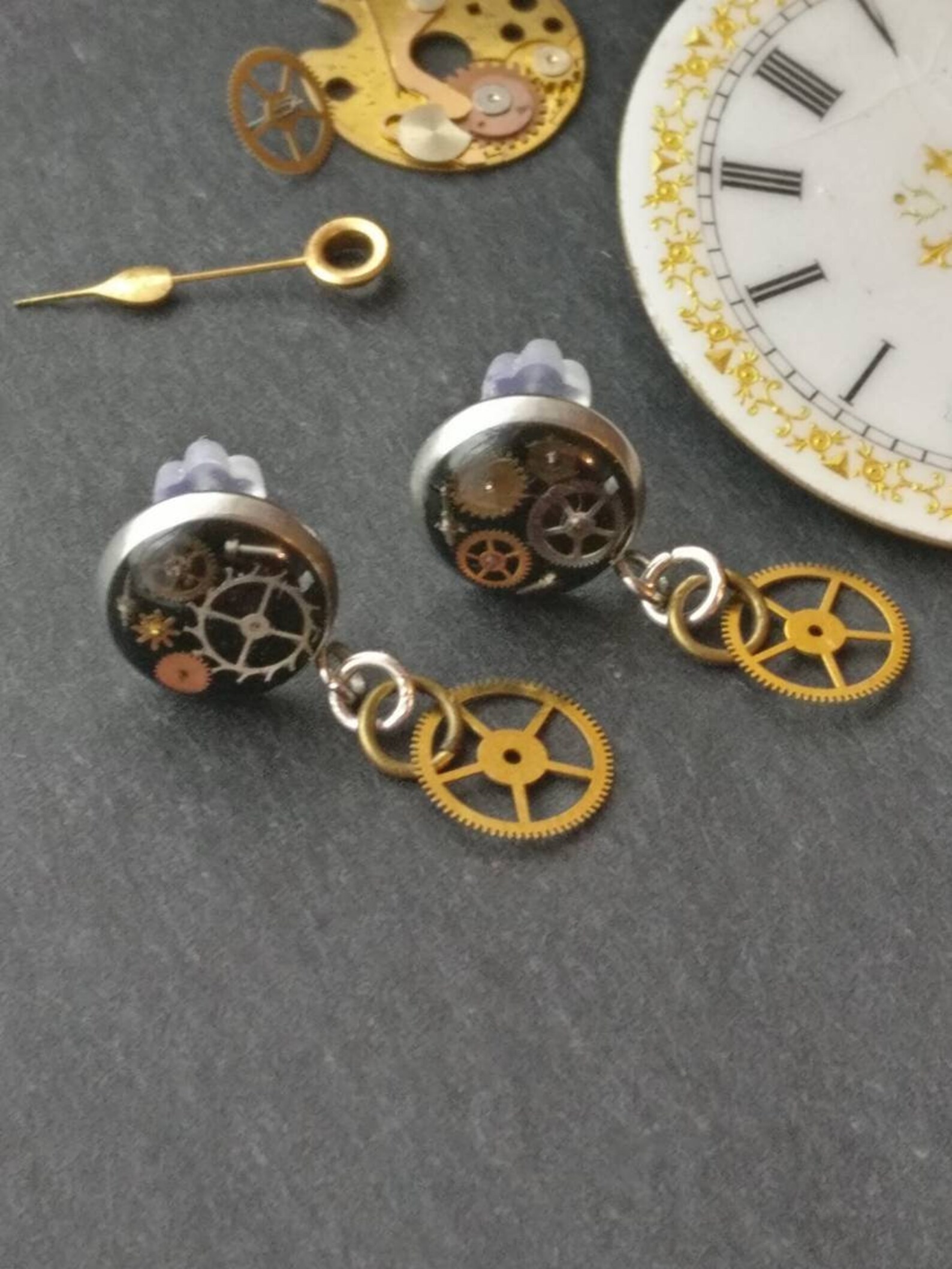 Steampunk Earrings Pierced Dangle Cog Watch Parts Clockwork | Etsy
