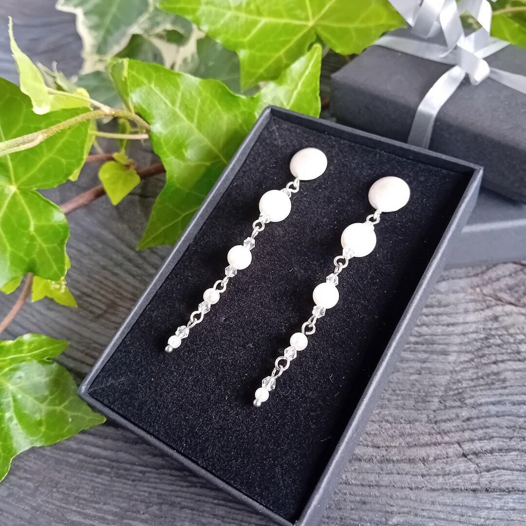 Silver Dangle Plugs 8mm + Pearl 0 Gauges - Statement / Occasion ...