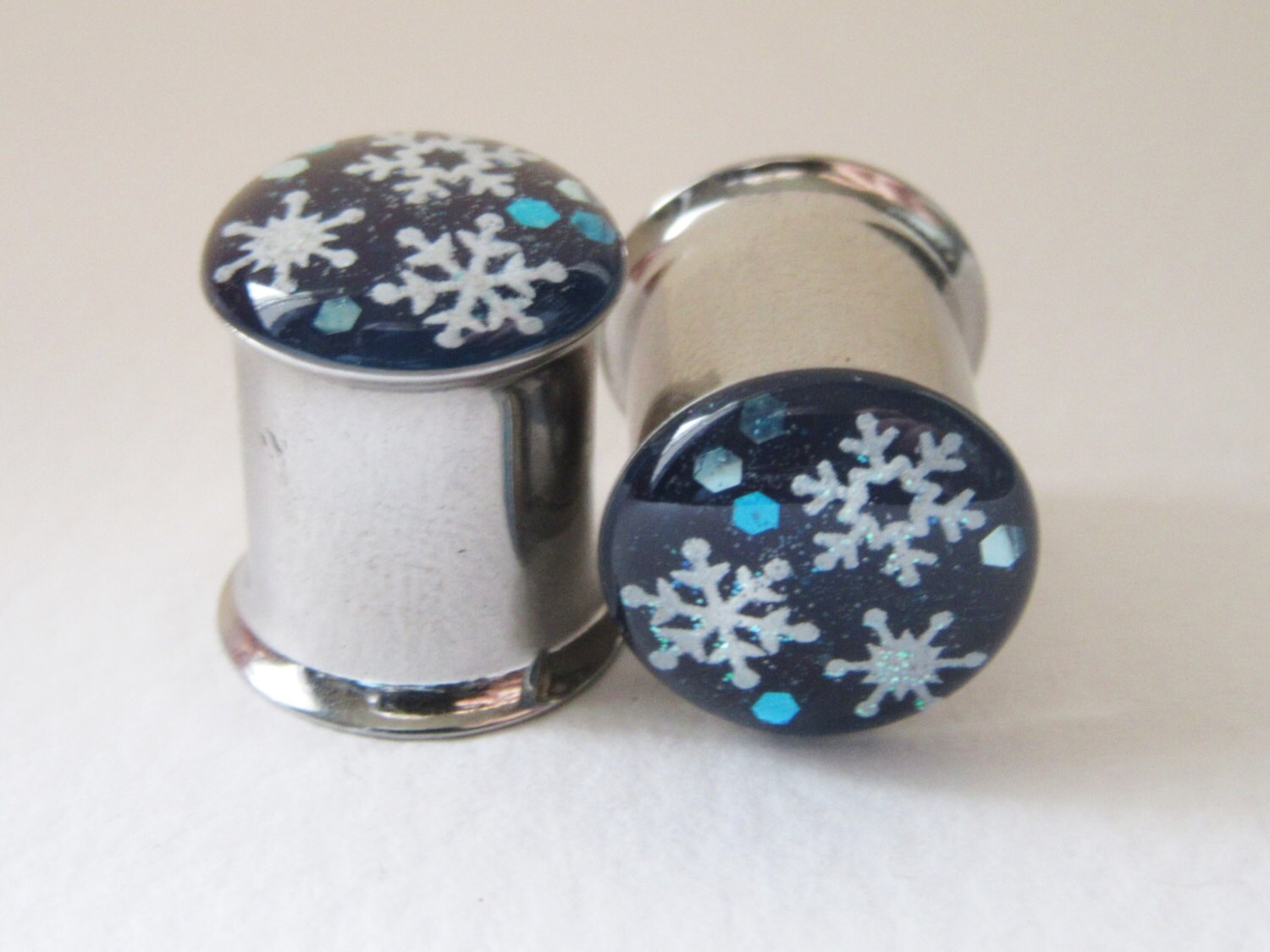 Ear Plugs Tunnels Snowflake Gauges Winter Plugs Blue | Etsy