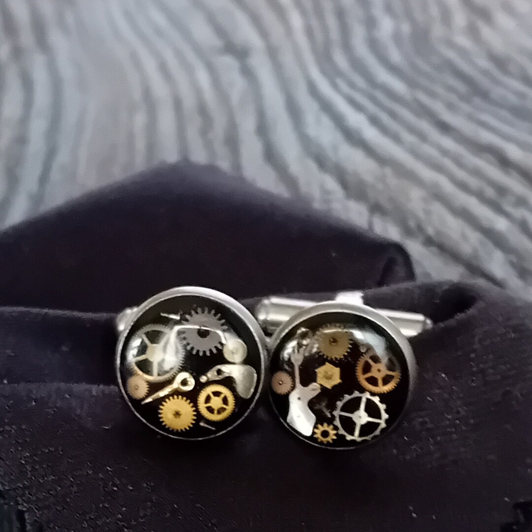 Cufflinks- Cogs & Genuine Watch Parts | Handcrafted Steampunk Steel ...
