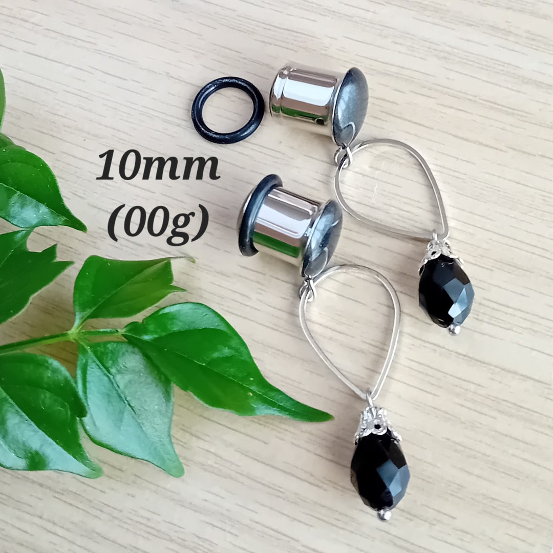 Drop Gauges 00g Black - 10mm Teardrop Ear Plugs - Statement Stretchers ...
