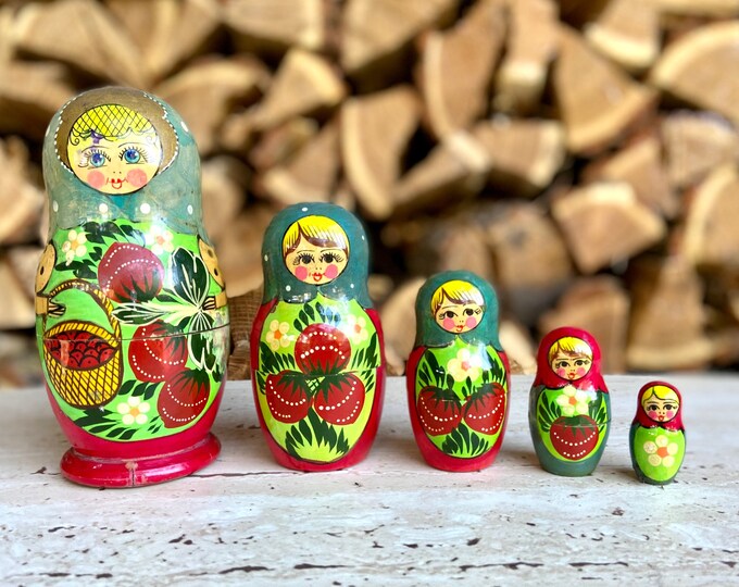 Russian Wood Nesting Doll Vintage Doll Matryoshka Wooden - Etsy