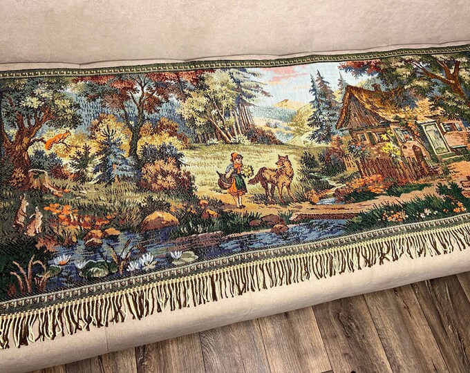 Vintage German Cotton Wall Tapestry Fairy Tale Little Red - Etsy