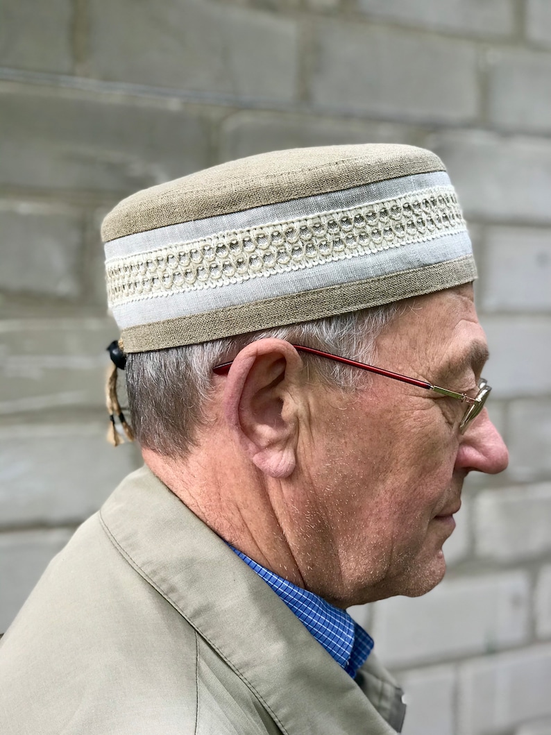 Kufi 100% linen & hemp Man boy soft summer kippah muslim | Etsy