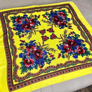 Polish Vintage Blue Traditional Bandana - Romanian Soviet Scarf Slavic ...