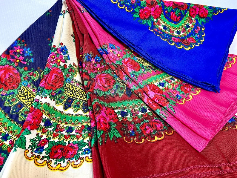 Polish Vintage Blue Traditional Bandana Romanian Soviet - Etsy