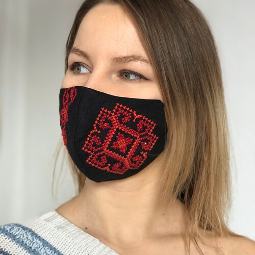 Ukrainian Face Mask Embroidery 2 Layers Cotton Ukraine - Etsy