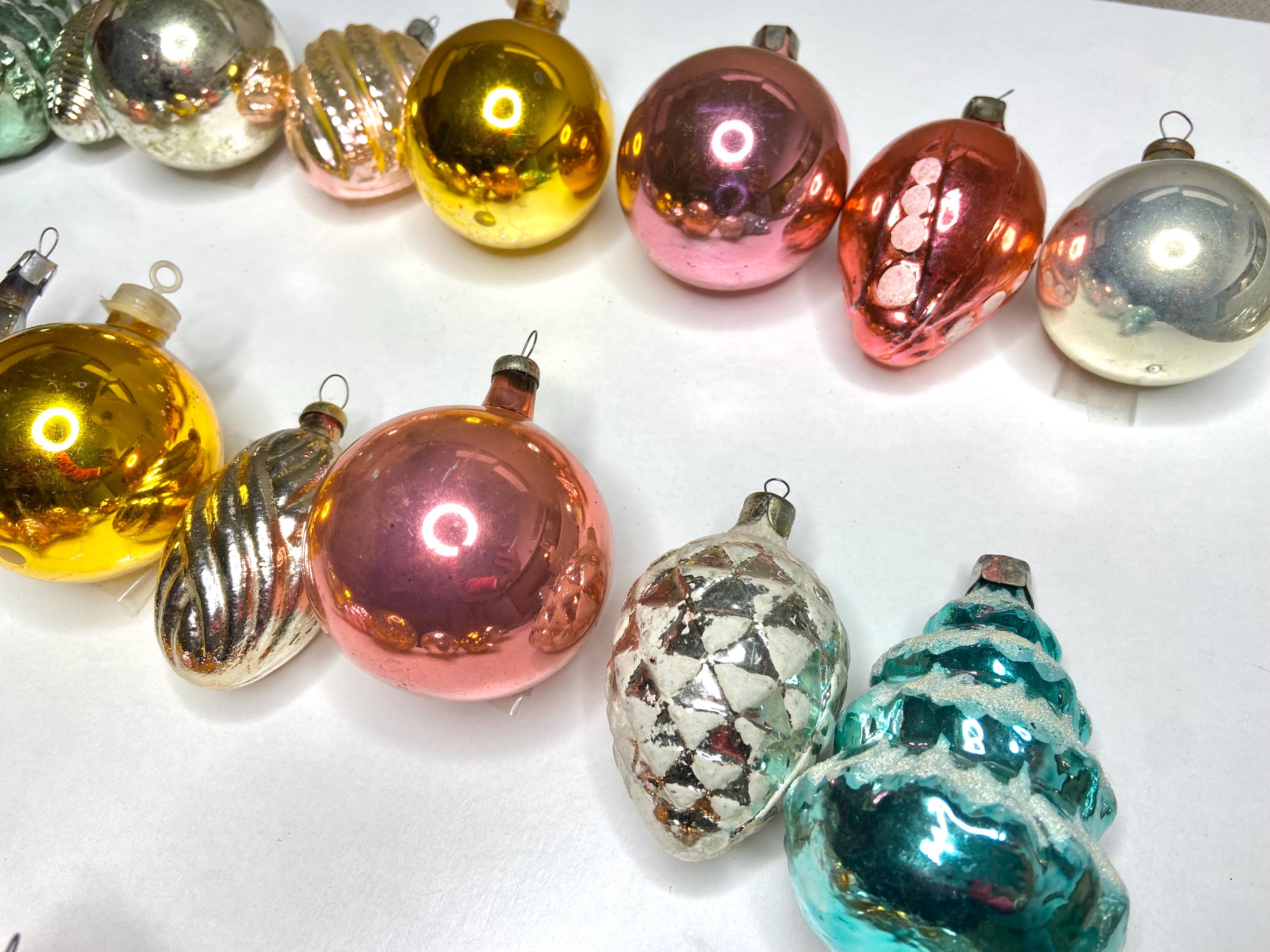Vintage Mercury Russian Glass Christmas Ornaments, 60s USSR Ukrainian ...