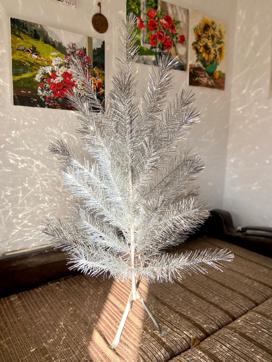 4 Feet Vintage Metal Aluminum Silver Christmas Tree, Soviet Tinsel Tree ...