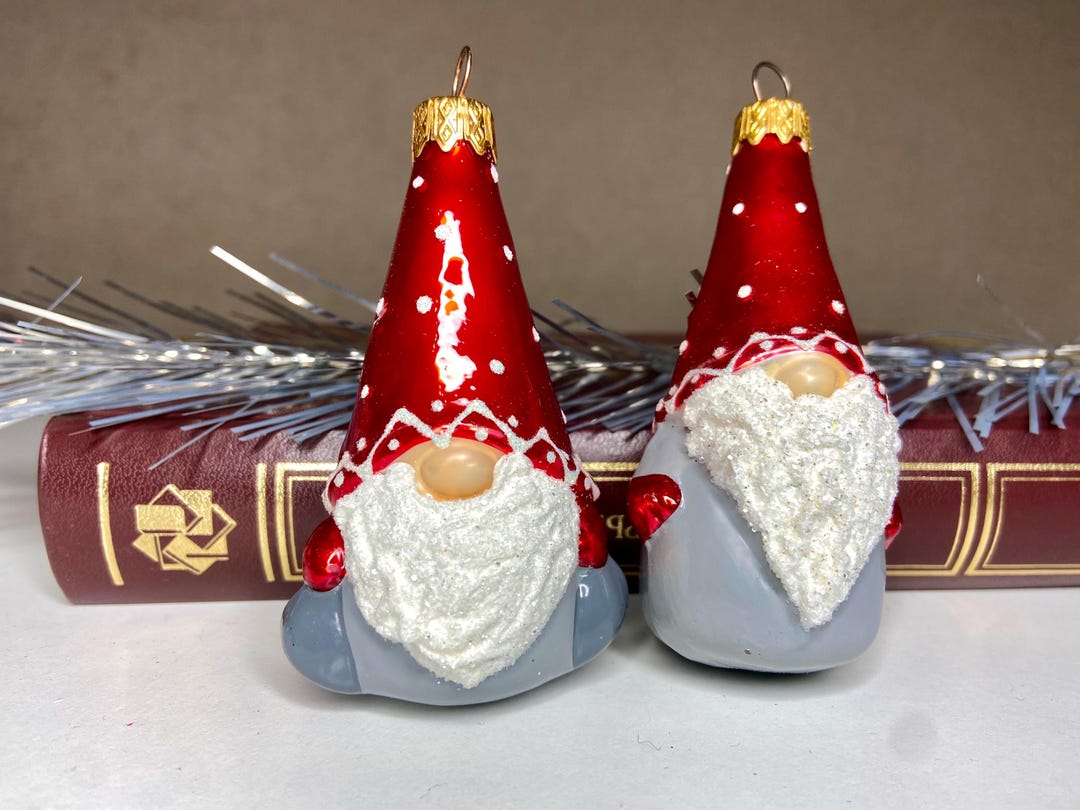 Mushroom Gnome Christmas Ornament, Hand-painted Glass Ukrainian Gift ...