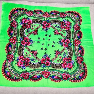 Polish Vintage Blue Traditional Bandana - Romanian Soviet Scarf Slavic ...