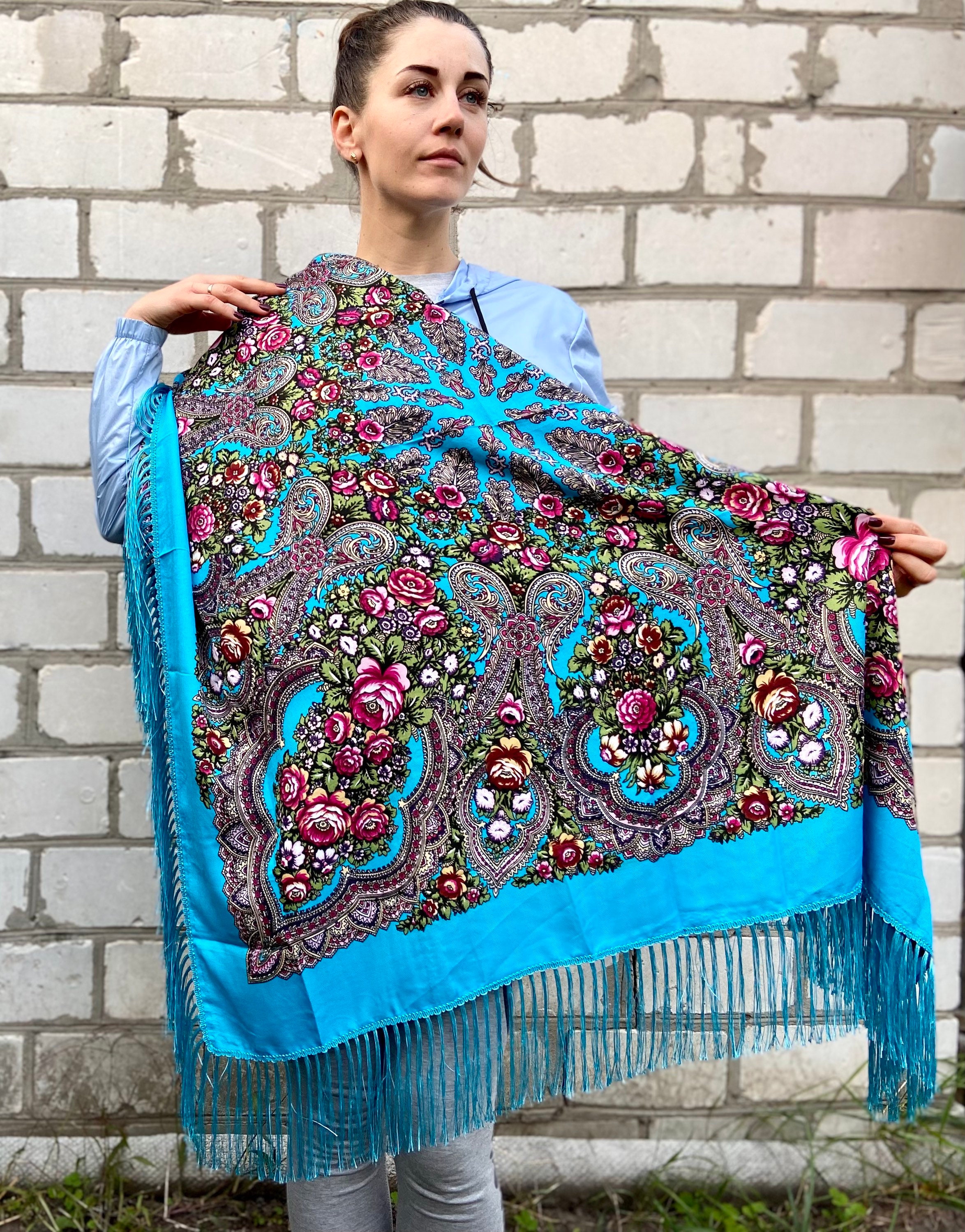 Large White Piano Shawl Floral Kokum Scarf Russian - Etsy UK