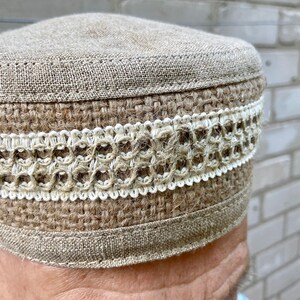 Kufi 100% Linen & Hemp Man, Boy Soft Summer Kippah - Big Muslim Hat Cap ...