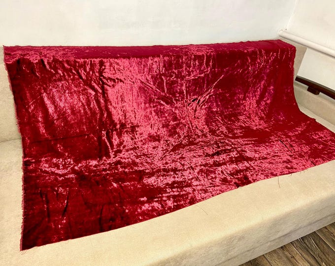 60s Plush Russian Red Fabric, Vintage сrushed Velvet Curtains, Soviet ...