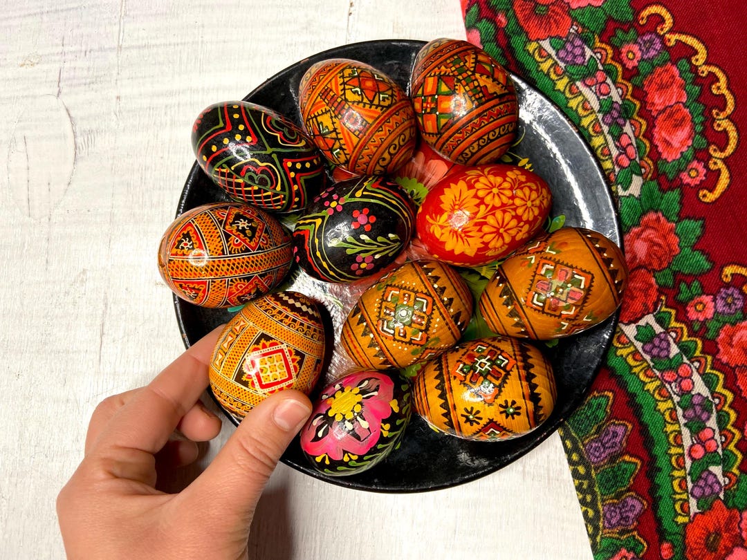 Ukrainian Folk Art Easter Eggs Hand-painted, Wooden Painted Decorative ...