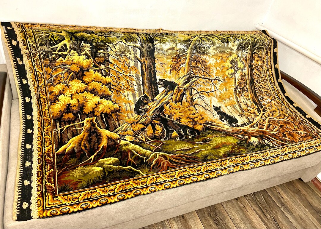 Soviet Rare Forest Cotton Rug, Fairy Tale Three Bears Carpet, Vintage ...