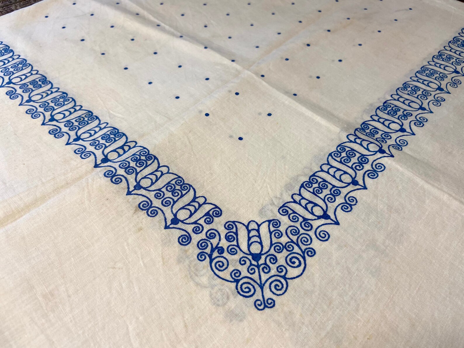 Ukrainian Vintage White Cotton Bandana Russian Floral Slavic - Etsy