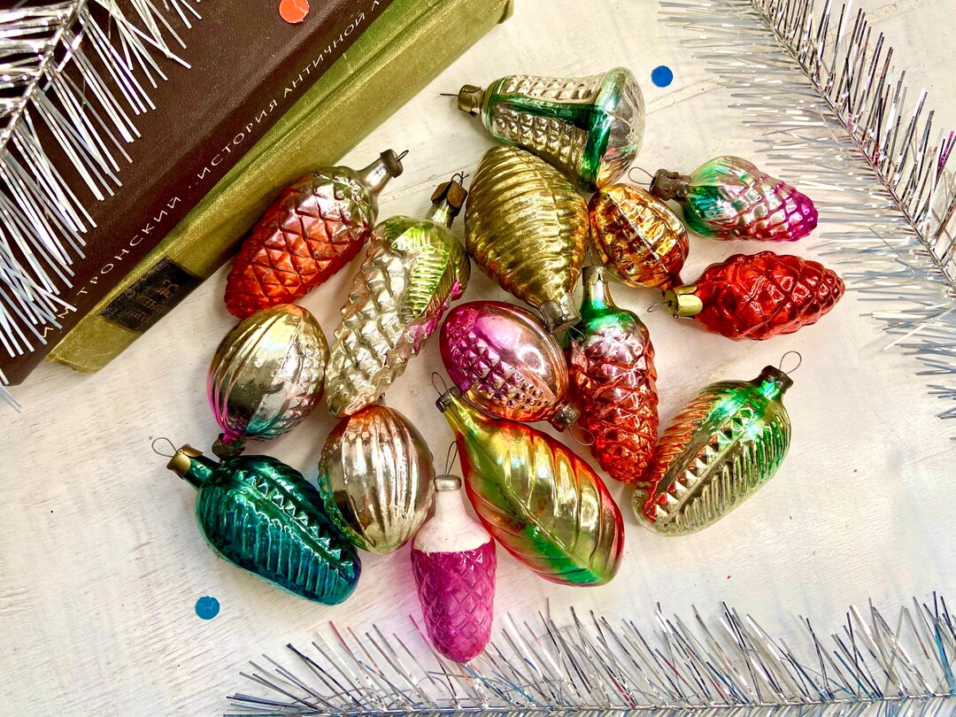 Vintage Ukrainian Glass Ornaments, USSR Soviet Glass Christmas ...