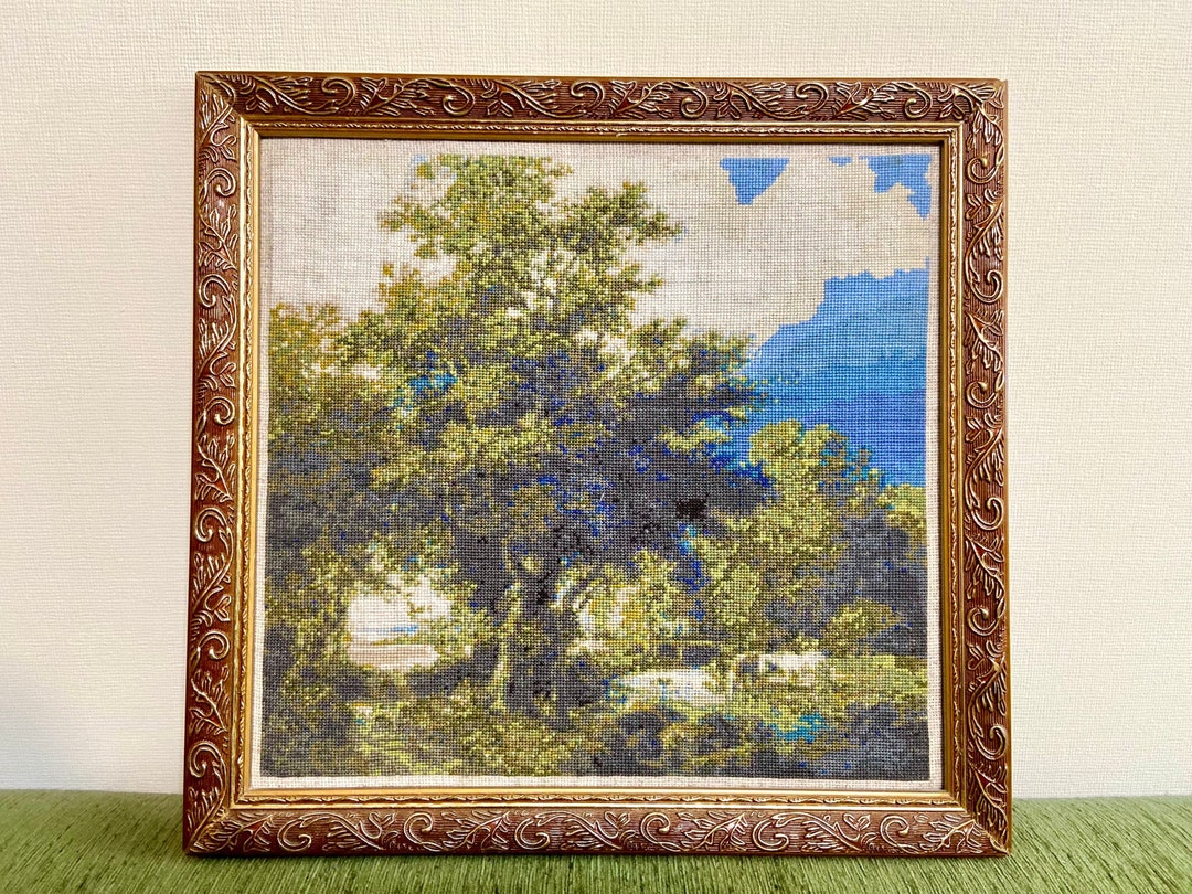 Embroidered Ukrainian Picture Tree Landscape in Rococo Style, Finished ...