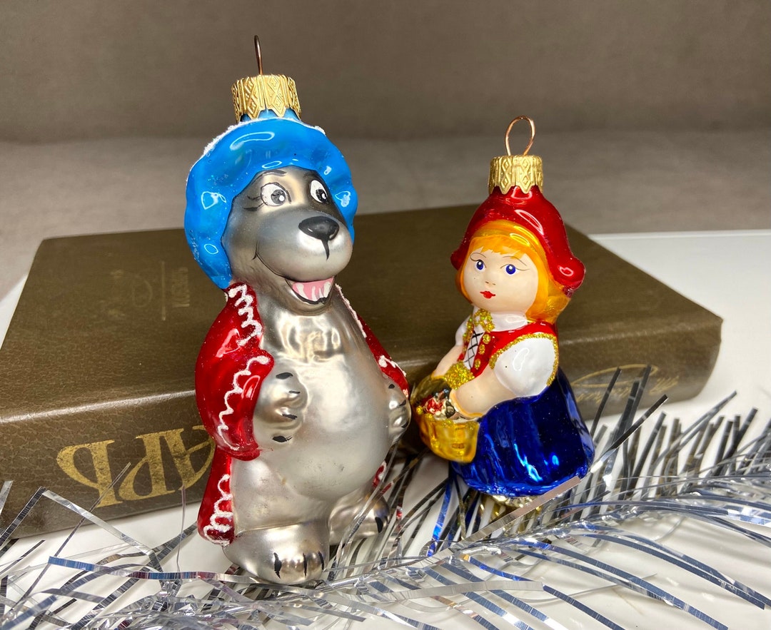 Little Red Riding Hood and Wolf Ukrainian Christmas Ornament, Hand ...