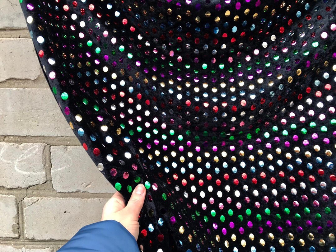 80s Vintage Soviet Velvet Fabric, Disco Velor Shiny With Rhinestones ...