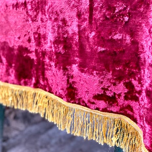 60s Soviet Plush Red Velvet Tablecloth With Fringe, Vintage Velour ...