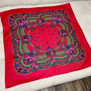 Polish Vintage Blue Traditional Bandana Romanian Soviet Scarf Slavic ...