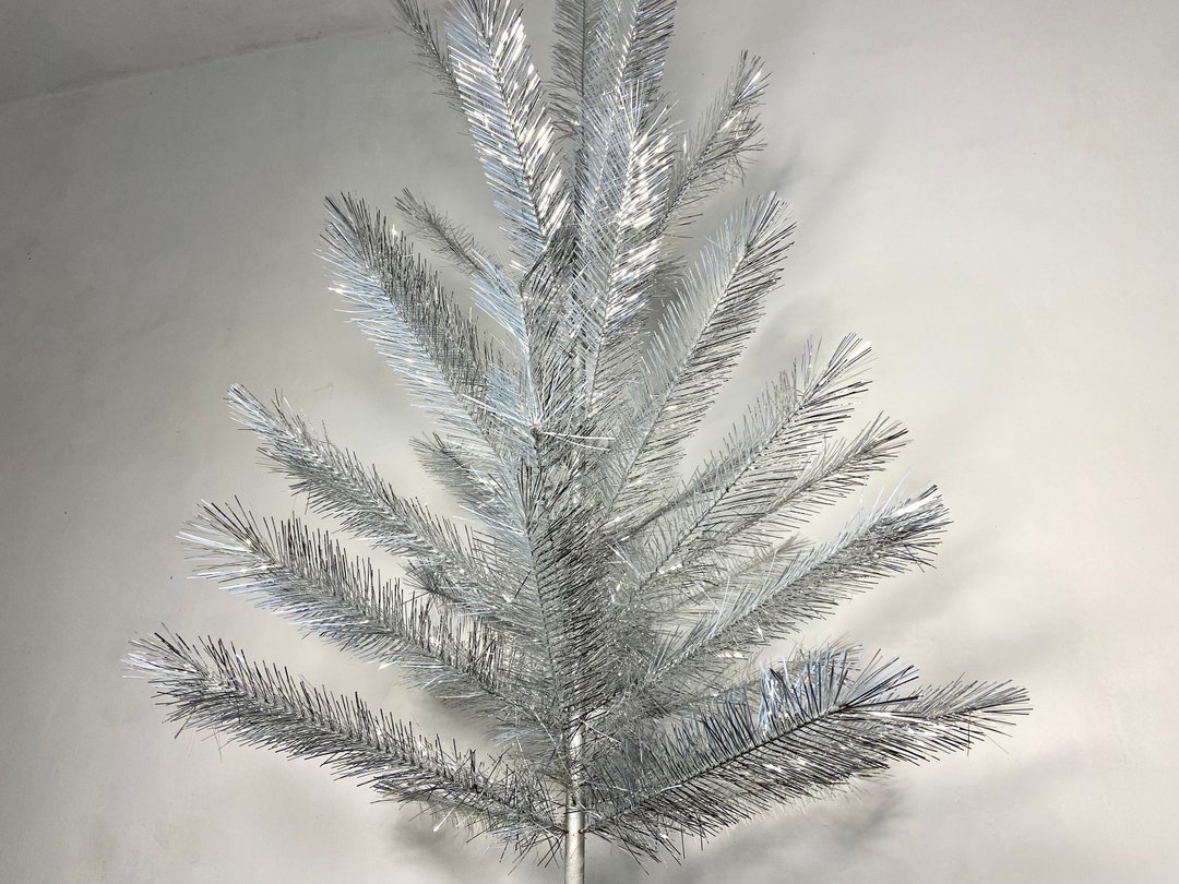 Vintage Metal Aluminum Silver Christmas Tree - Soviet Tinsel Tree Taper ...