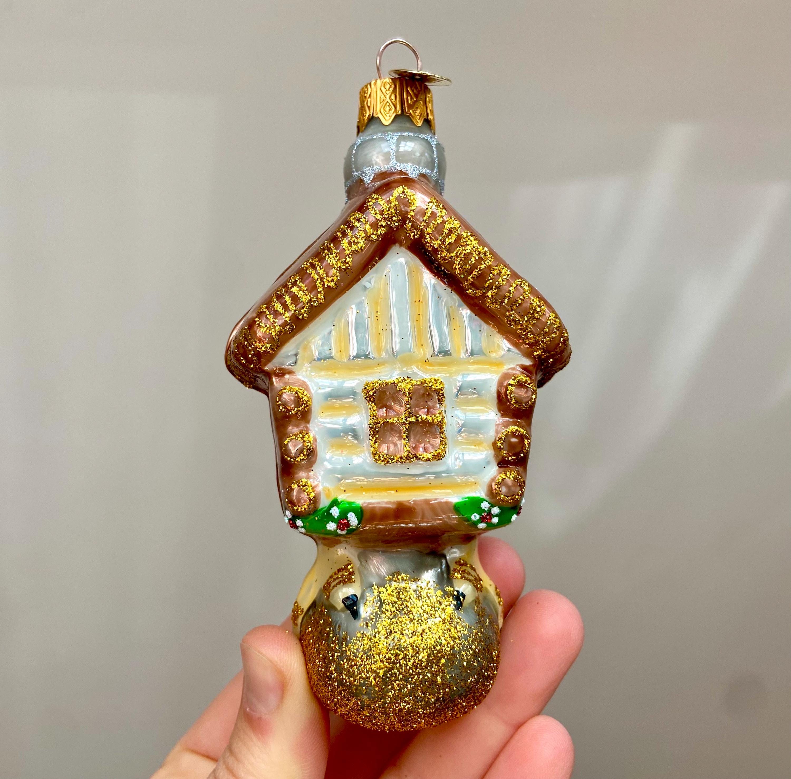 Witch House Glass Ukrainian Glass Christmas Ornament, Hand-painted Baba ...