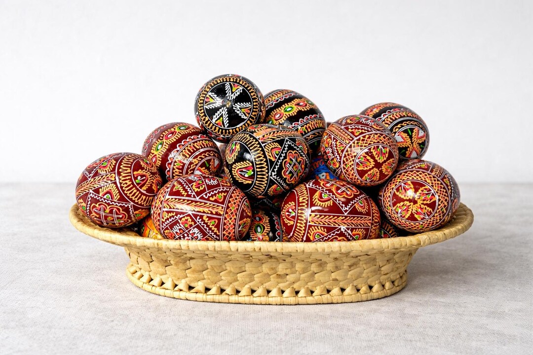 Ukrainian Red Pysanky, Wooden Easter Eggs, Decorative Folk Art Egg ...