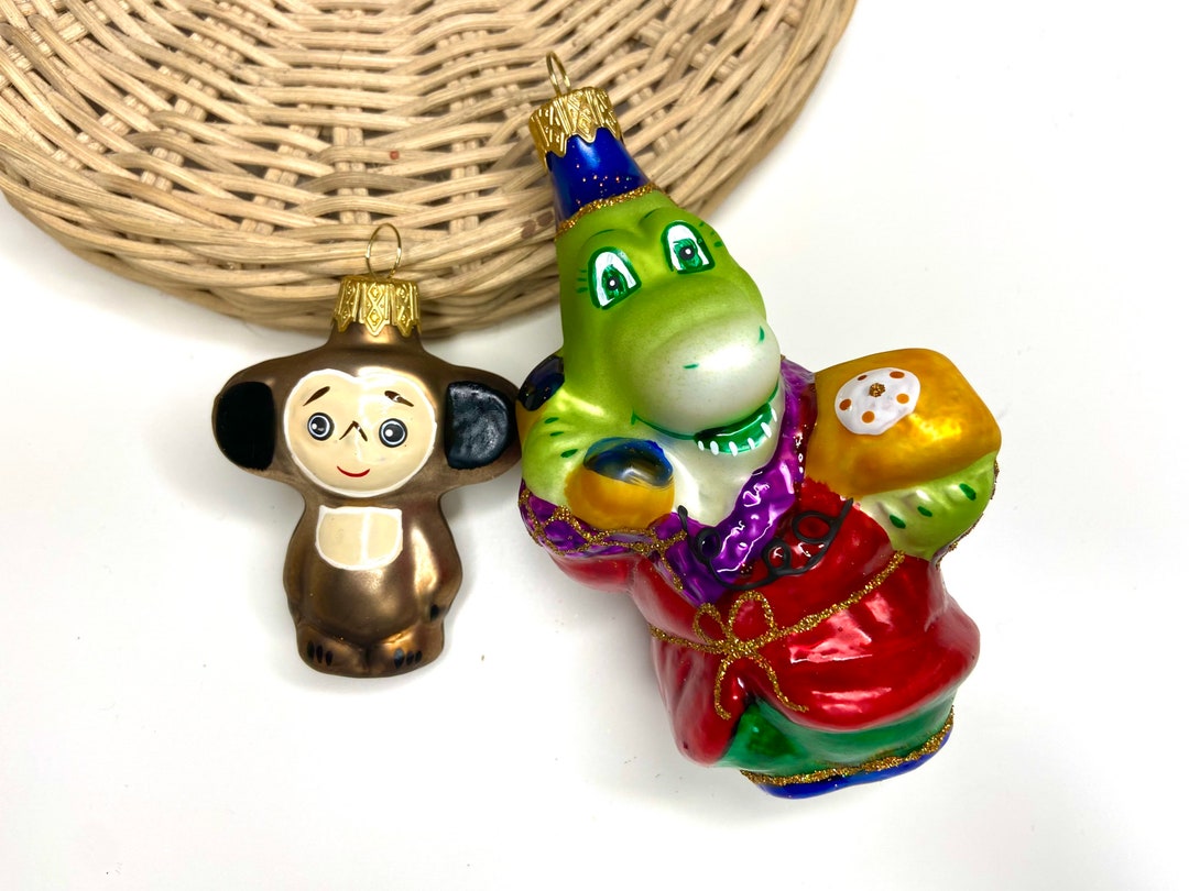 Cheburashka and Crocodile Gena Christmas Ornament - Hand-painted Gift ...