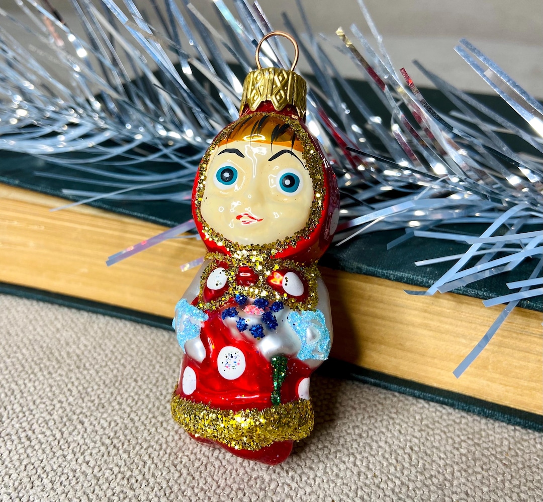 Masha Christmas Ornament – Hand-painted Ukrainian Glass Decor, New Year ...