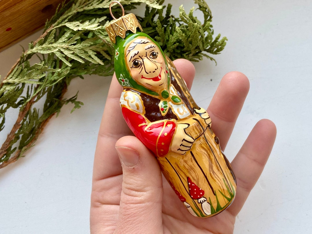 Ukrainian Baba Yaga Christmas Tree Ornament, Witch Hand-painted Russian ...